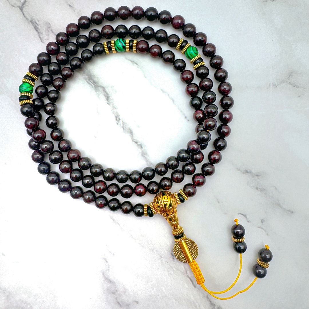 Natural Garnet Mala of Spiritual Renewal – Karma Items